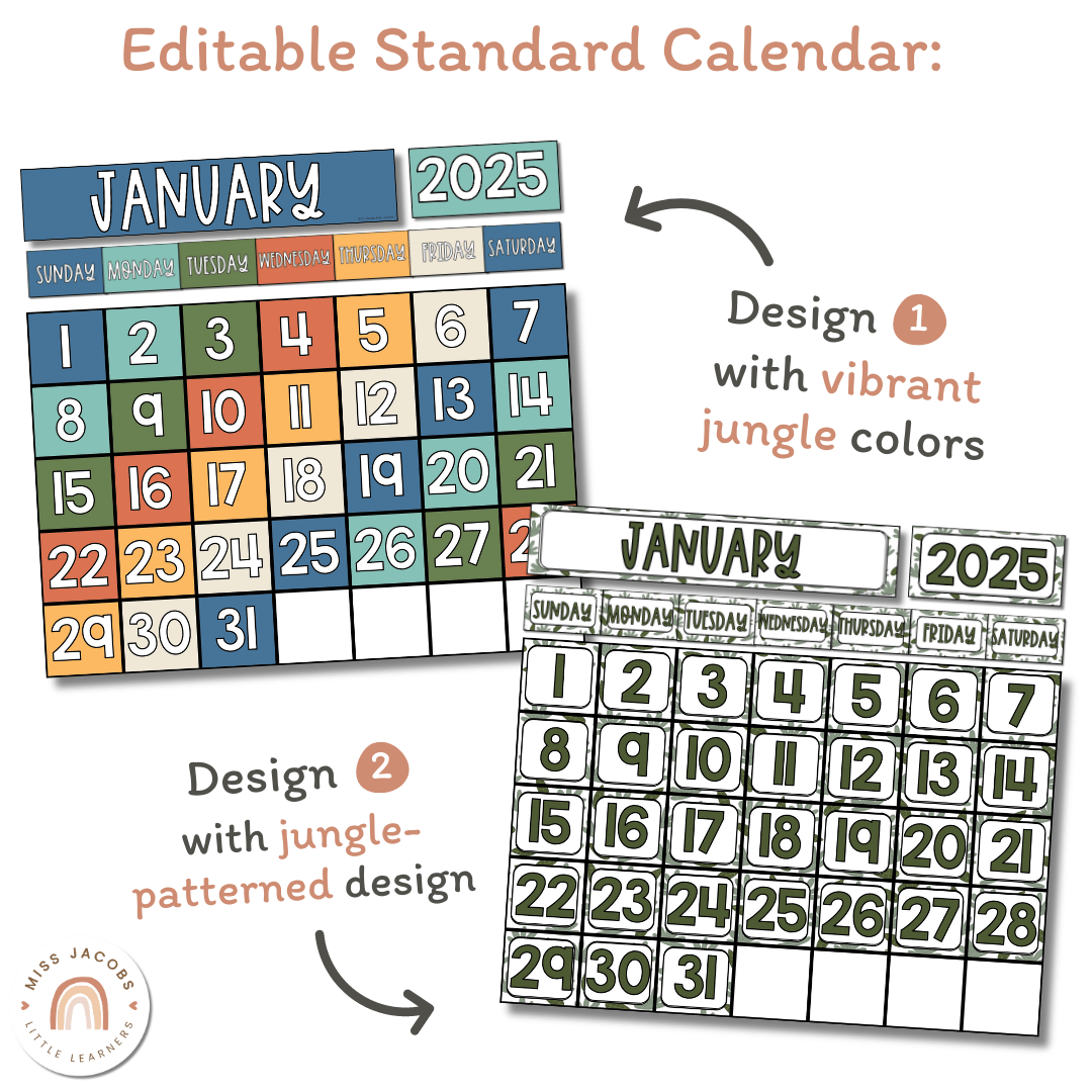Classroom Calendar & Weather Display | Cute Jungle Animals