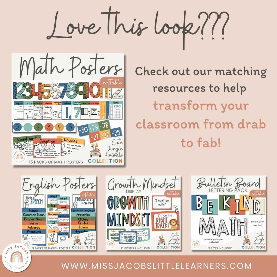 Classroom Decor Bundle | Cute Jungle Animals - Miss Jacobs Little Learners