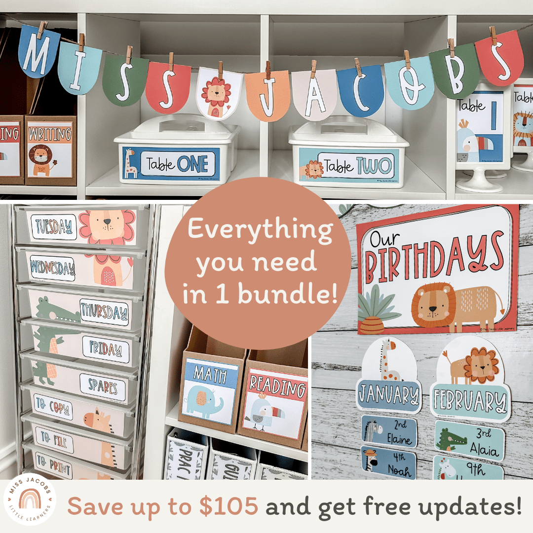 Cute Jungle Animals Classroom Collection - Miss Jacobs Little Learners ...
