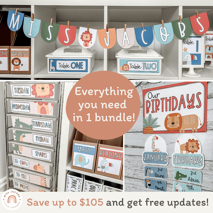 Cute Jungle Animals Classroom Collection - Miss Jacobs Little Learners ...