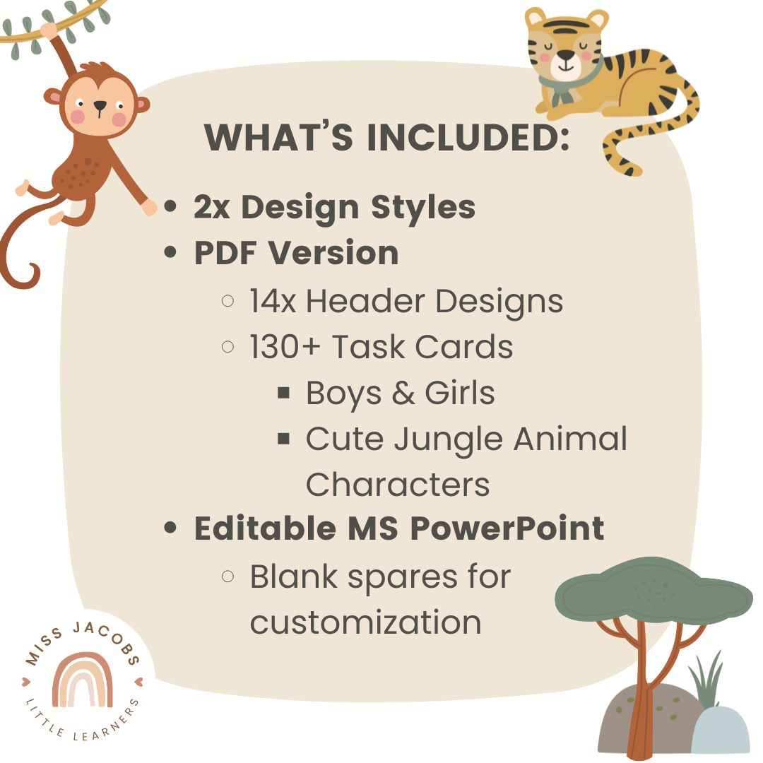 Classroom Jobs Display | Cute Jungle Animals