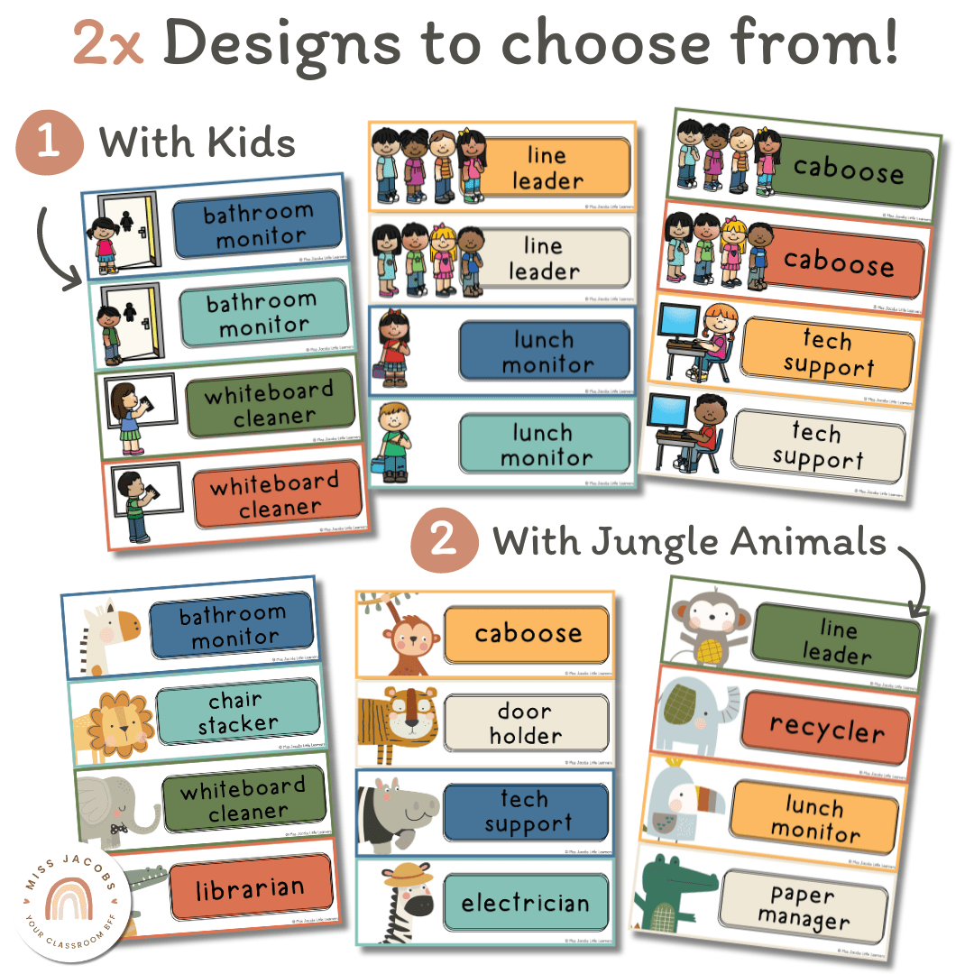Classroom Jobs Display | Cute Jungle Animals