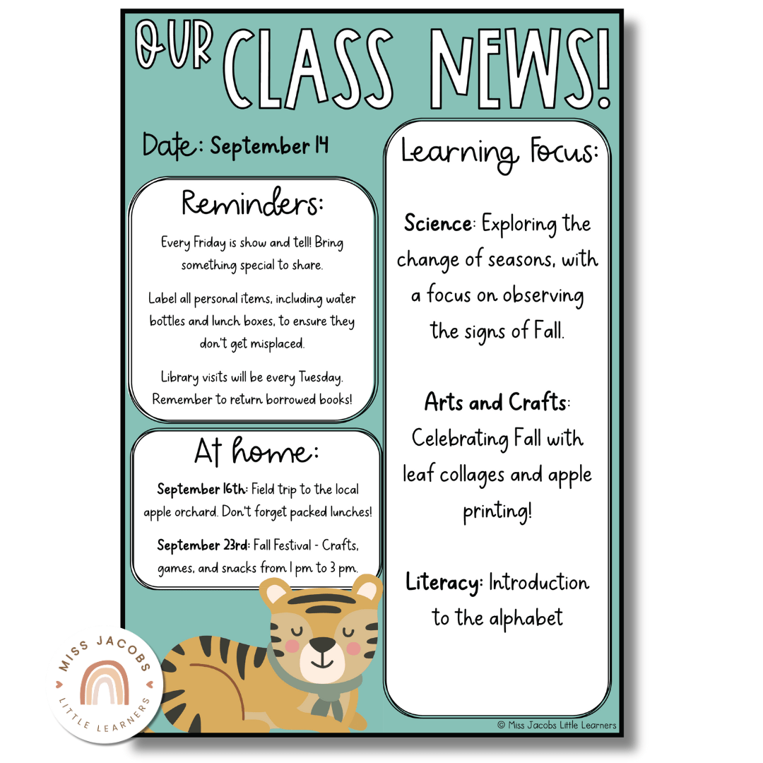 Classroom Newsletter Templates | | Cute Jungle Animals