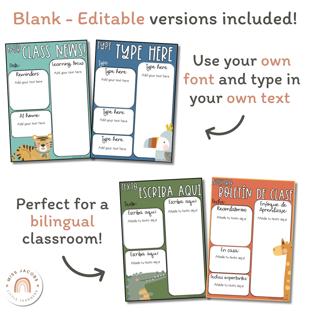 Classroom Newsletter Templates | | Cute Jungle Animals