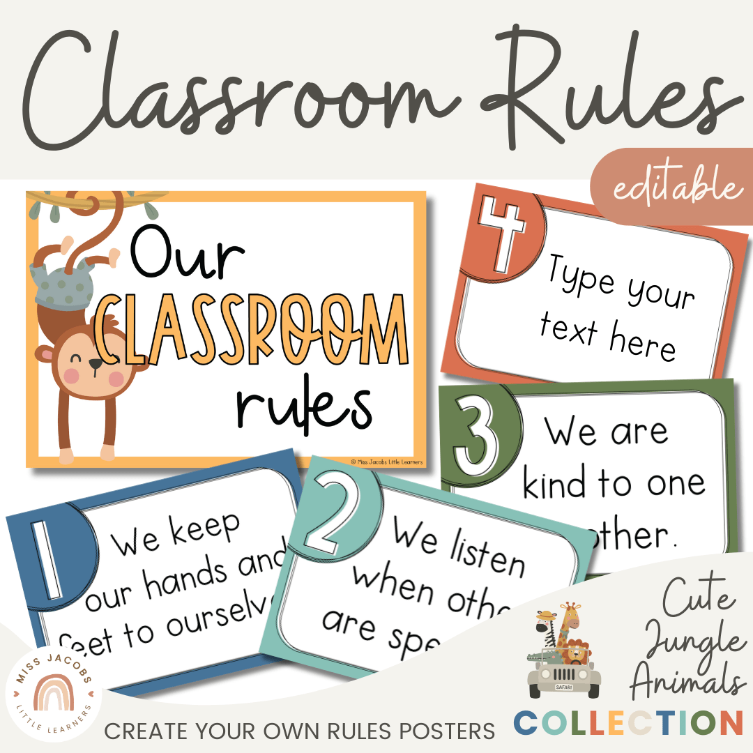 Classroom Rules Posters | Cute Jungle Animals - Miss Jacobs Little Learners