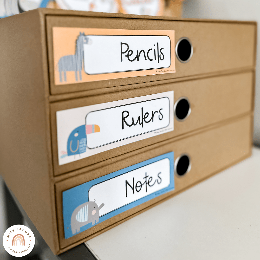 Classroom Supply Labels & Name Tags | Cute Jungle Animals