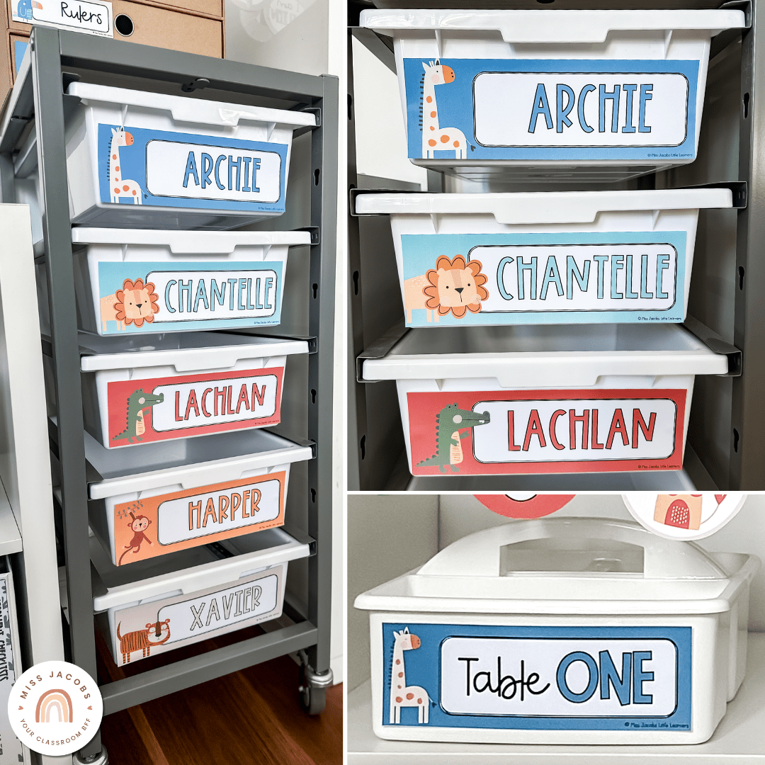 Classroom Supply Labels & Name Tags | Cute Jungle Animals