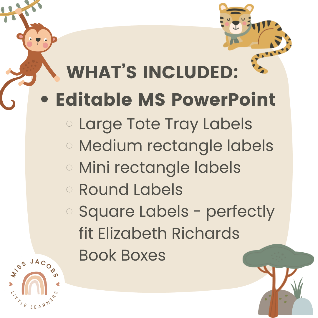 Classroom Supply Labels & Name Tags | Cute Jungle Animals