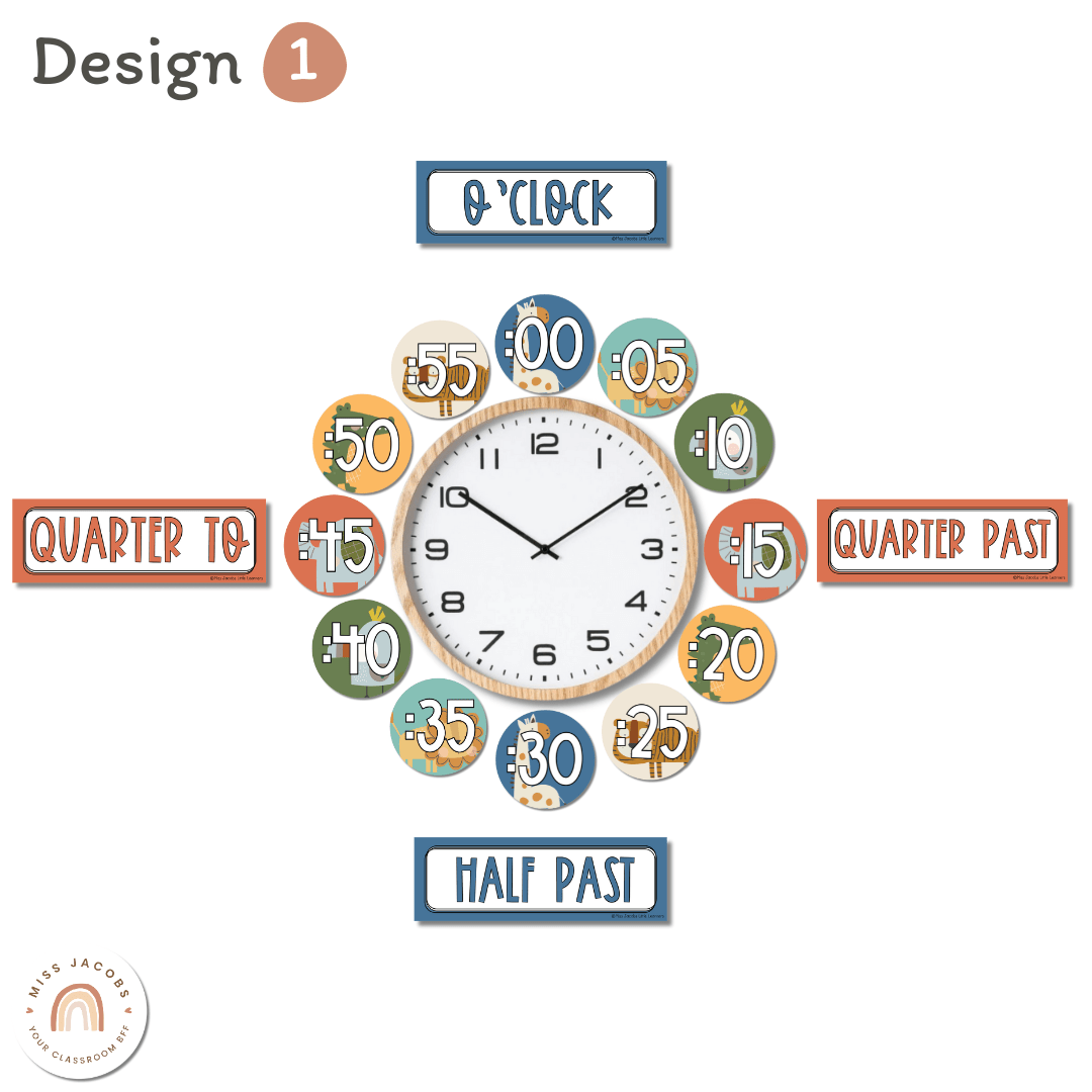 Clock Numbers | Cute Jungle Animals