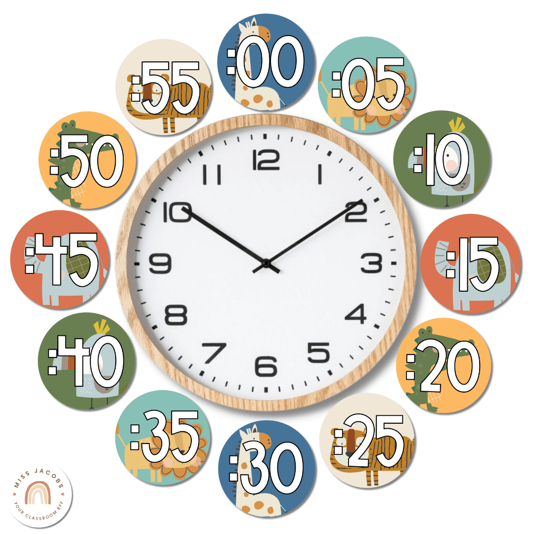 Clock Numbers | Cute Jungle Animals