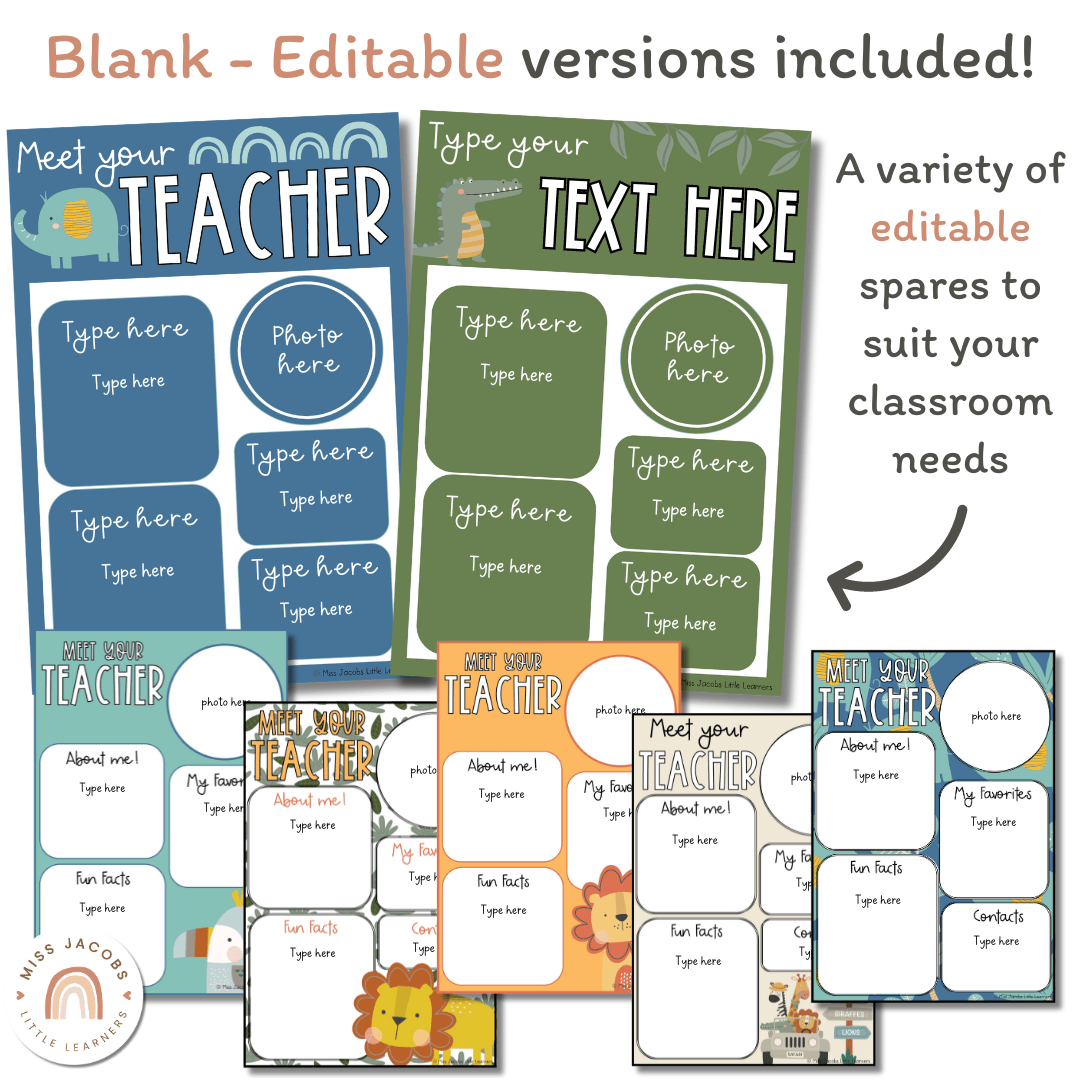Meet the Teacher Templates | Cute Jungle Animals