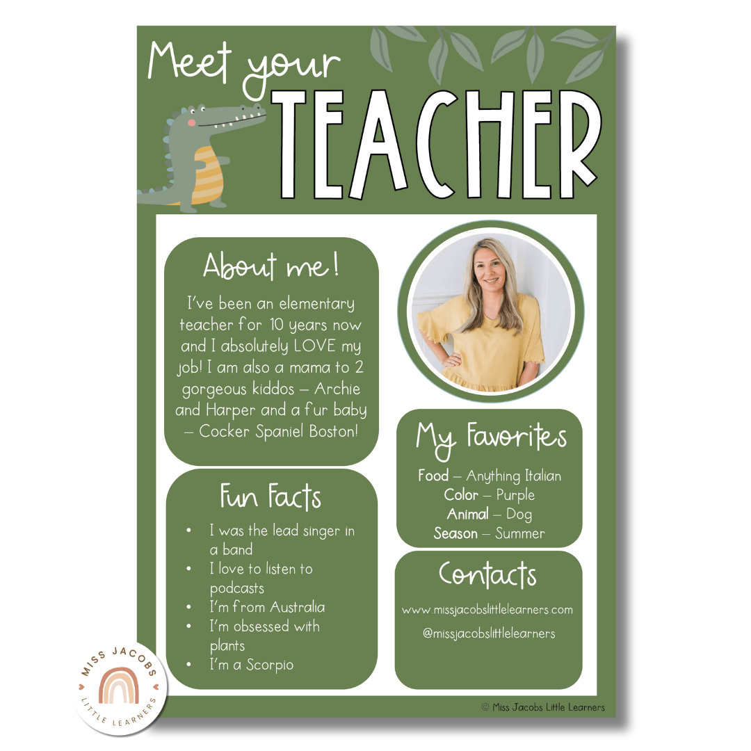 Meet the Teacher Templates | Cute Jungle Animals