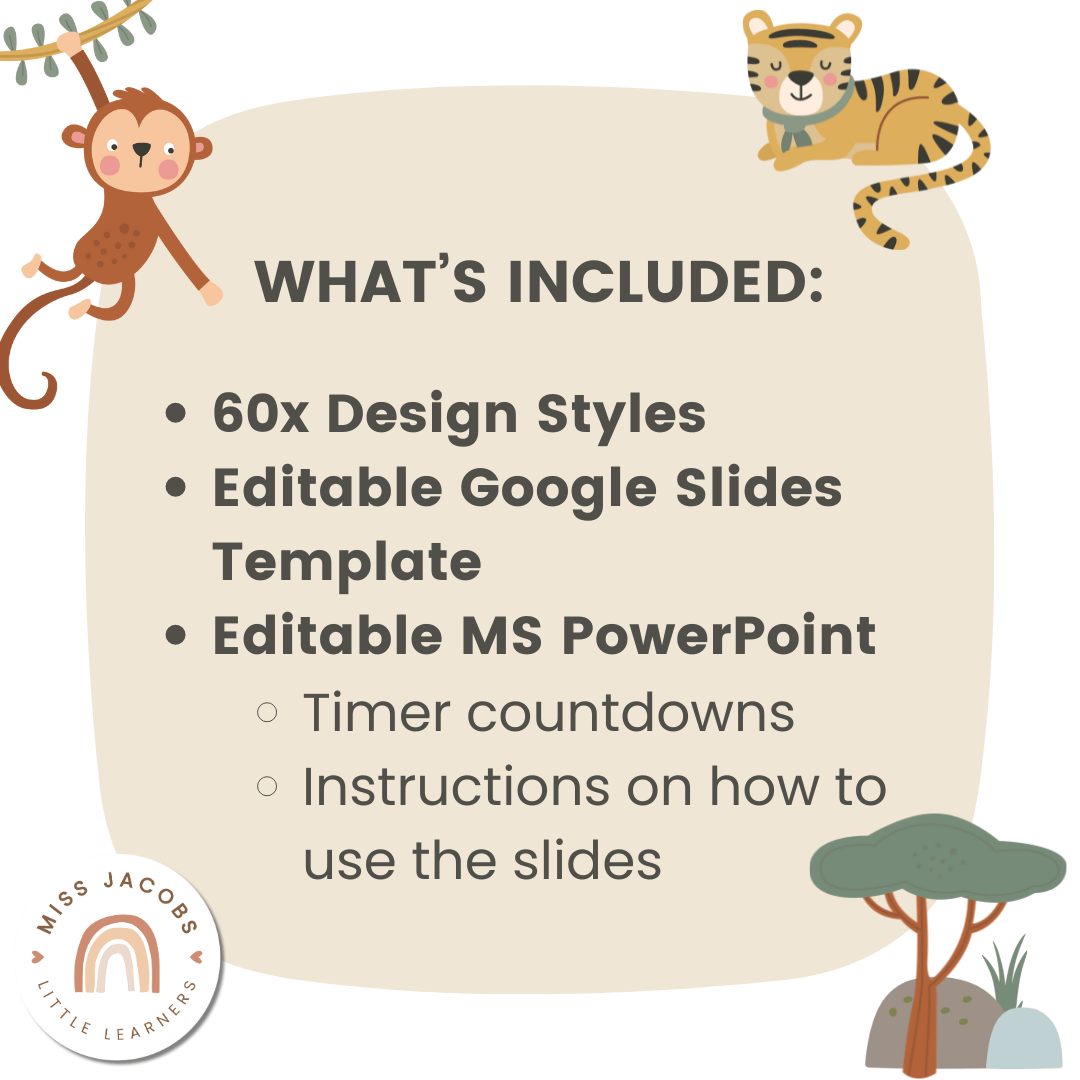 Morning Meeting Slides | Cute Jungle Animals