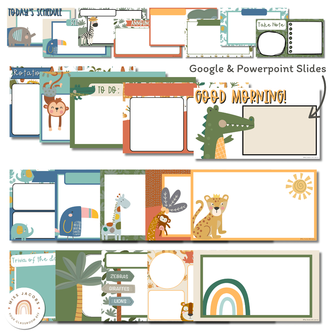 Morning Meeting Slides | Cute Jungle Animals