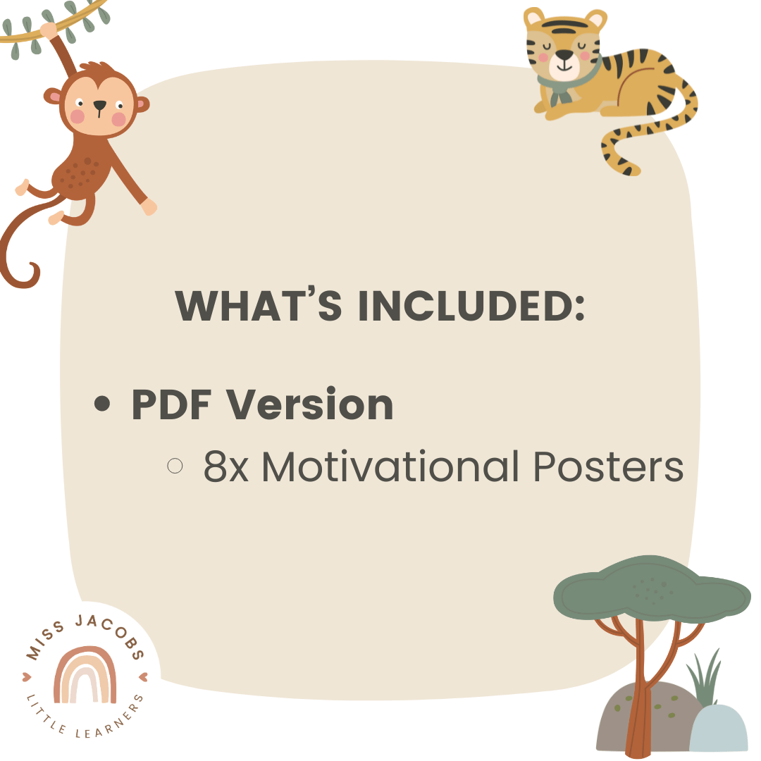 Motivational Classroom Posters | Cute Jungle Animals – Miss Jacobs ...