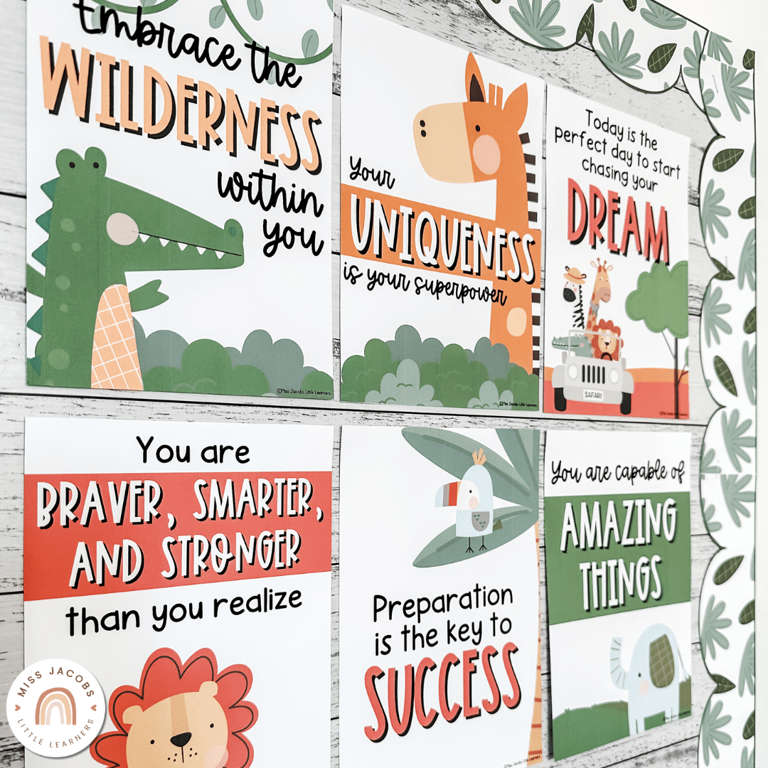 Motivational Classroom Posters | Cute Jungle Animals