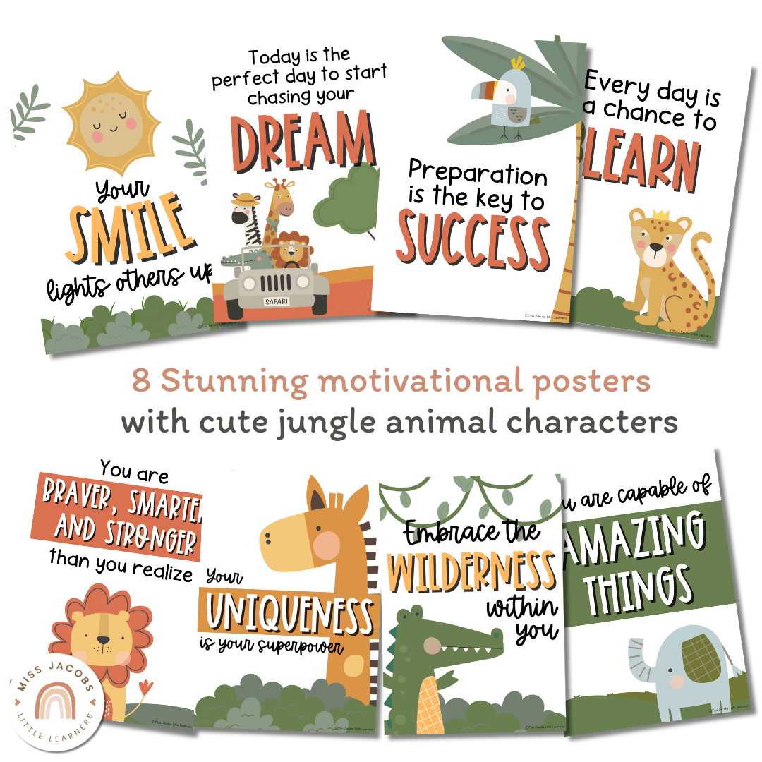 Motivational Classroom Posters | Cute Jungle Animals