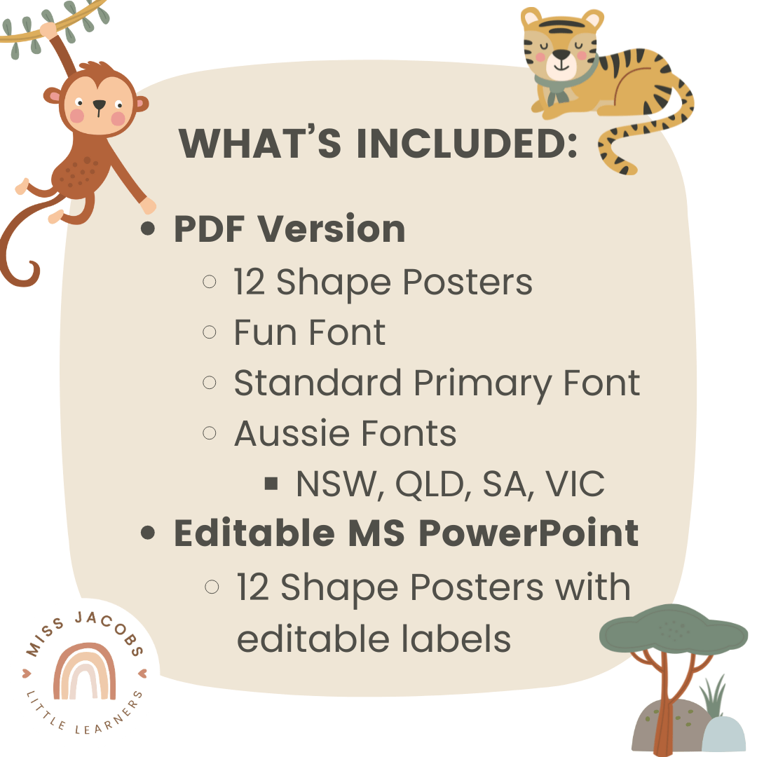 Shape Posters | Cute Jungle Animals