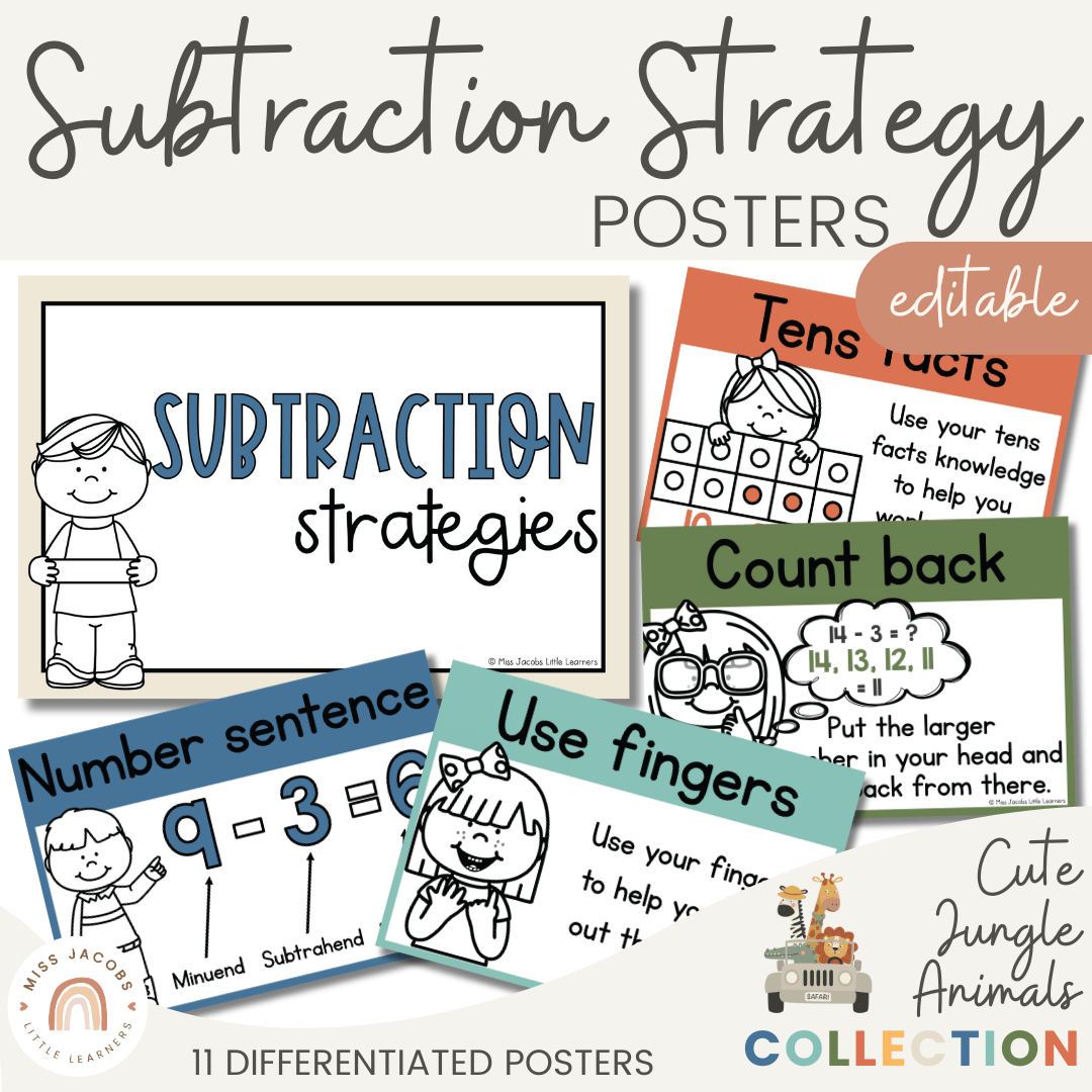 Subtraction Strategies Posters | Cute Jungle Animals - Default Title