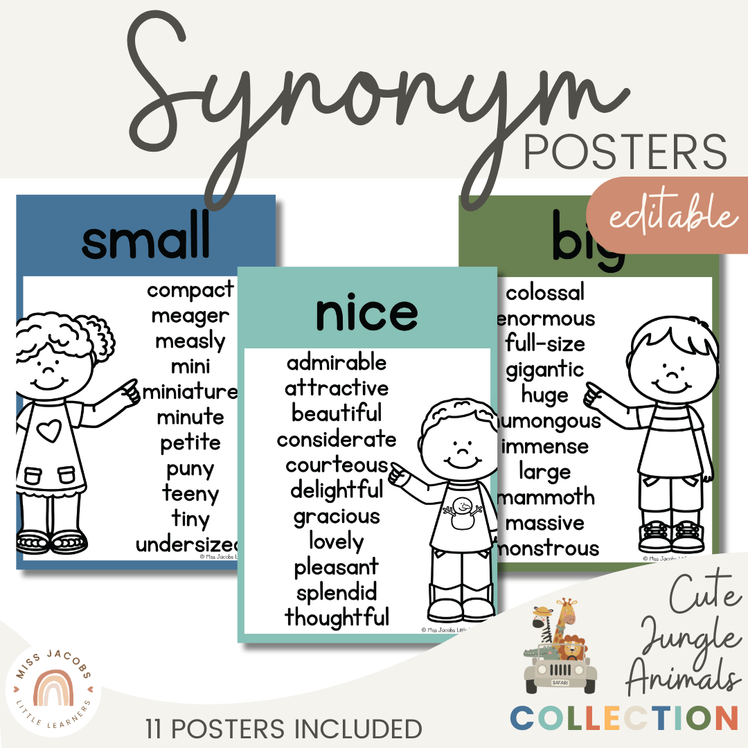 Synonym Posters | Cute Jungle Animals