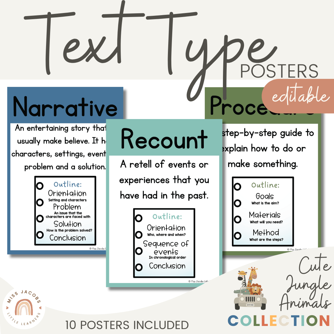 Text Type Posters | Cute Jungle Animals