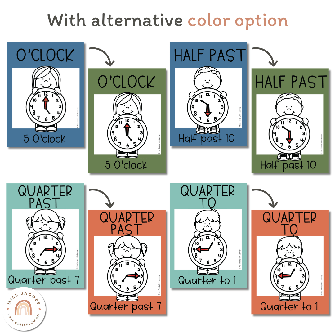 Time and Clock Posters | Cute Jungle Animals