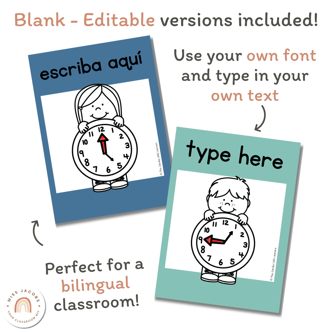 Time and Clock Posters | Cute Jungle Animals