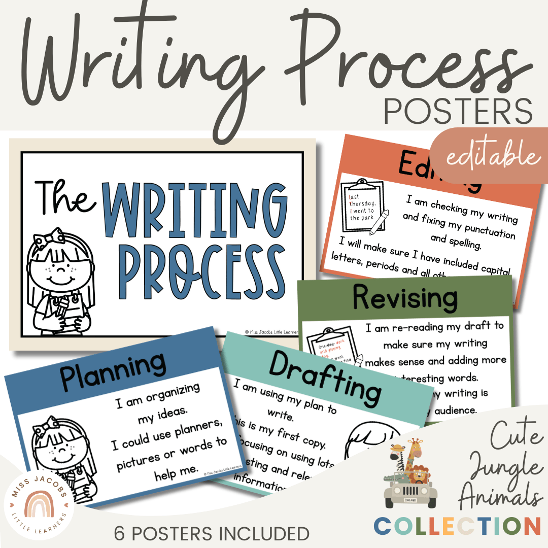 Writing Process Posters | Cute Jungle Animals - Default Title - Miss ...