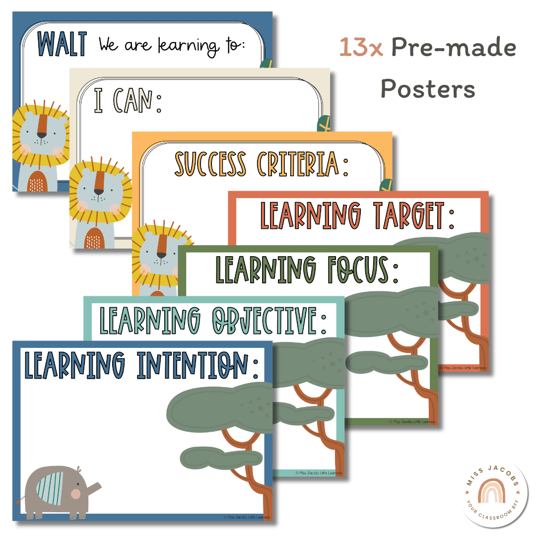 Learning Intentions Posters | Cute Jungle Animals - Default Title