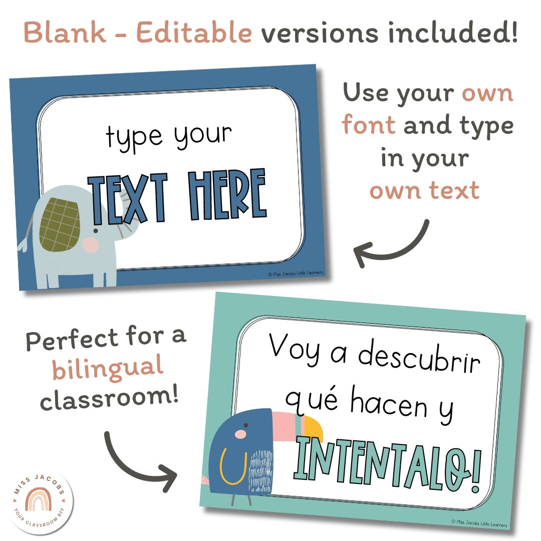 Modern Growth Mindset Display | Cute Jungle Animals