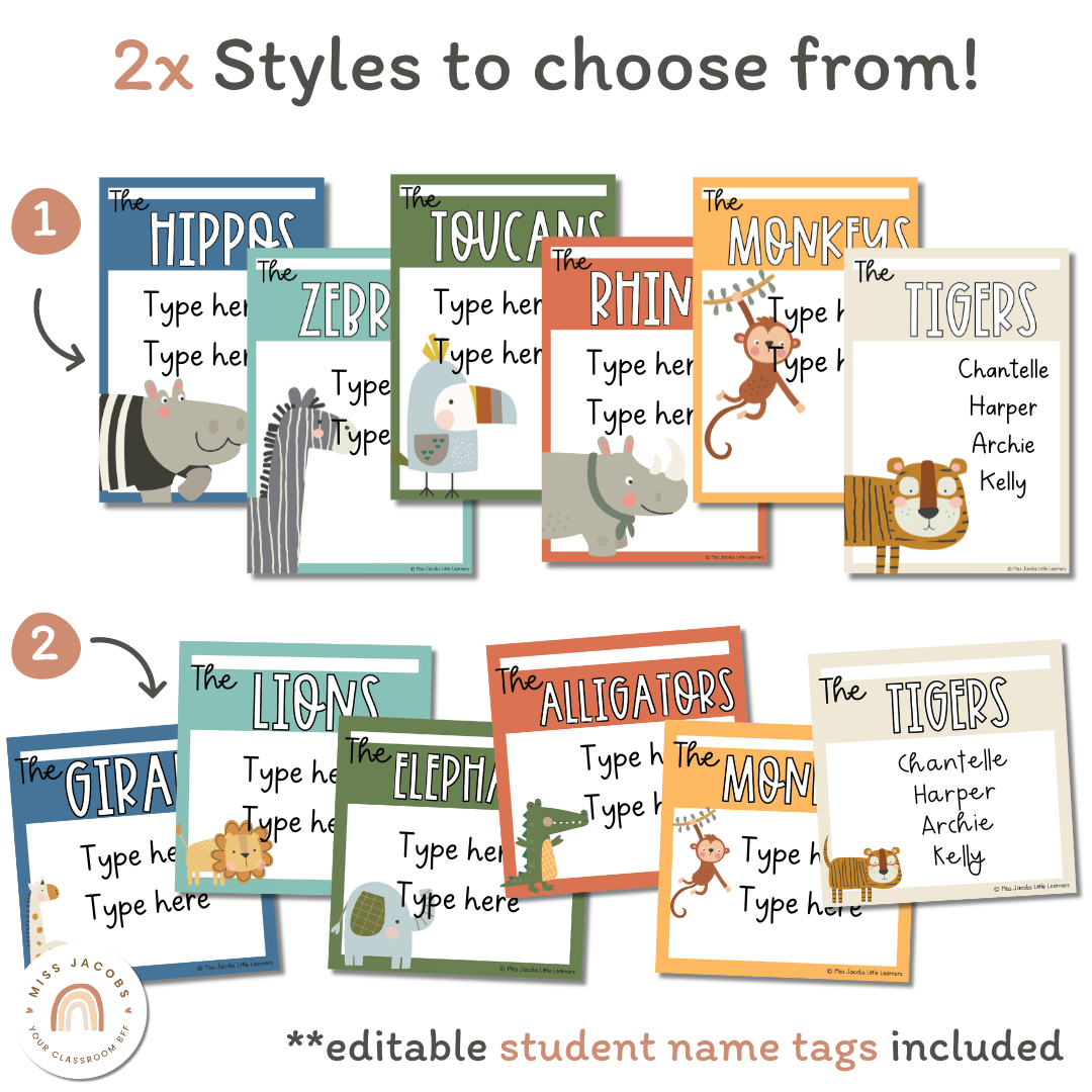 Reading Group Organizers & Labels | Cute Jungle Animals