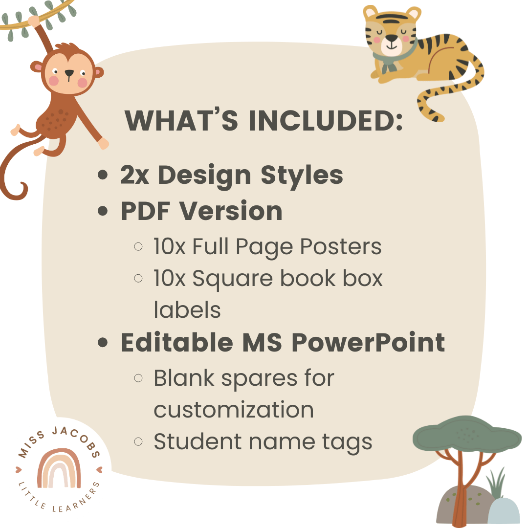 Reading Group Organizers & Labels | Cute Jungle Animals
