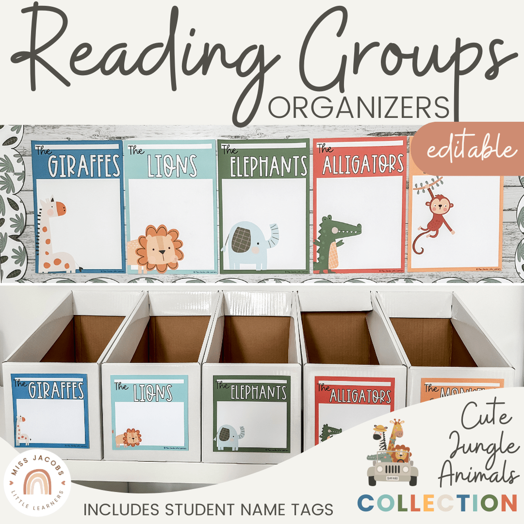 Reading Group Organizers & Labels | Cute Jungle Animals