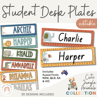 Student Desk Plates & Supply Labels | Cute Jungle Animals