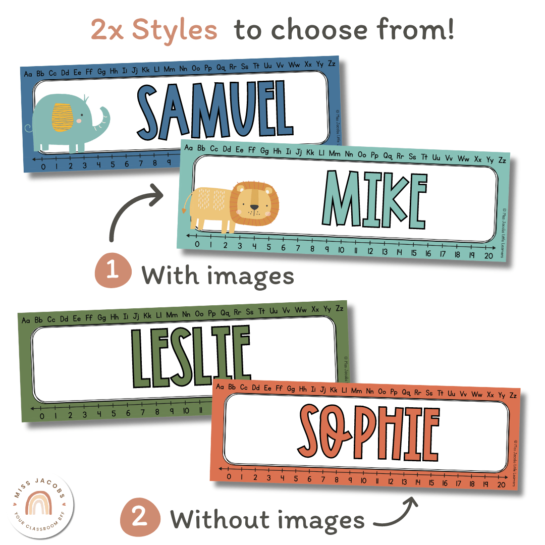 Student Desk Plates & Supply Labels | Cute Jungle Animals