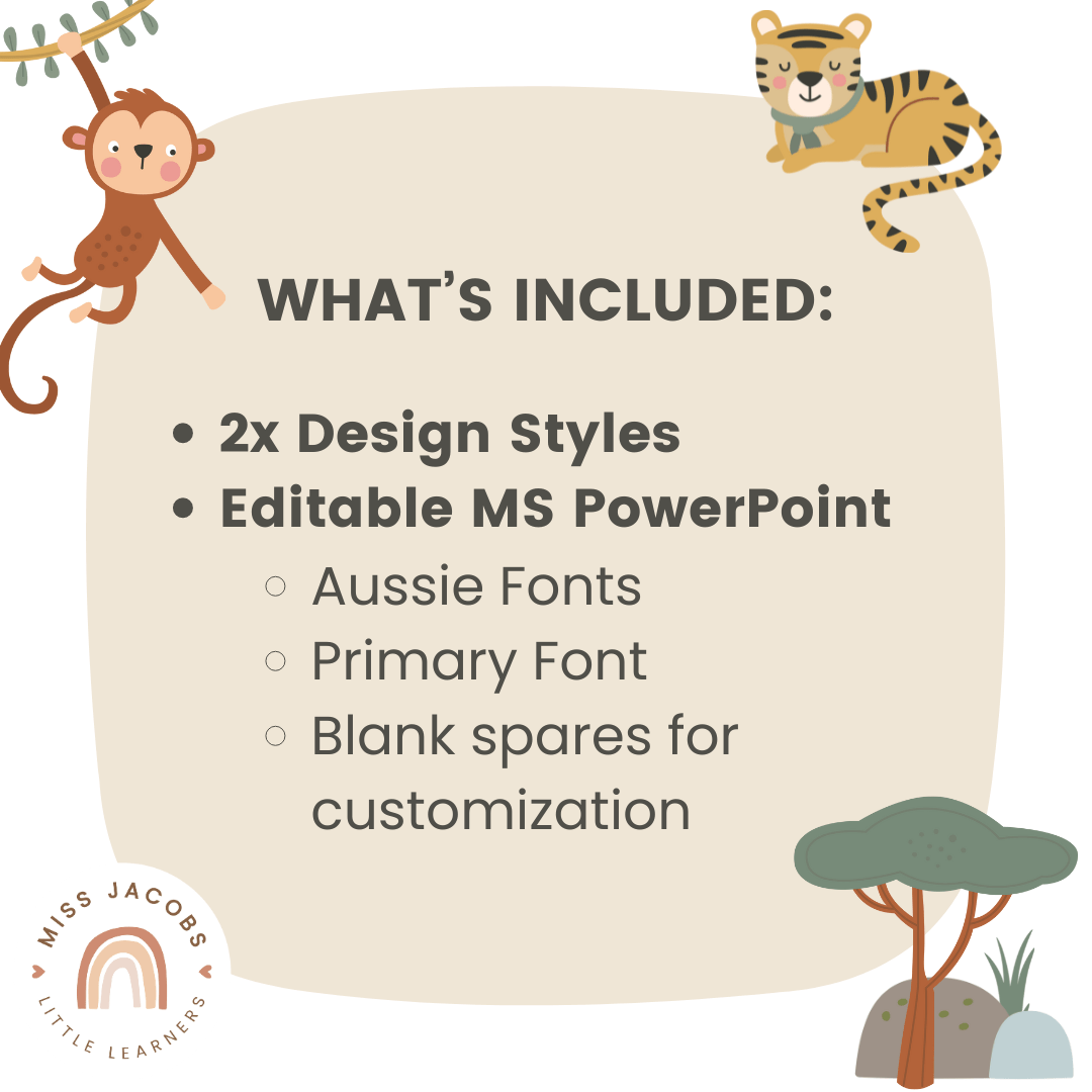 Student Desk Plates & Supply Labels | Cute Jungle Animals