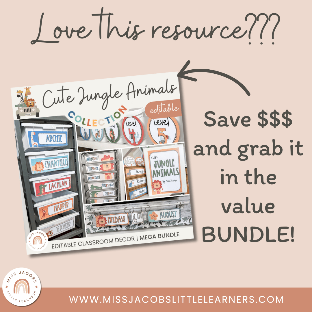 Teacher Toolbox Labels | Cute Jungle Animals
