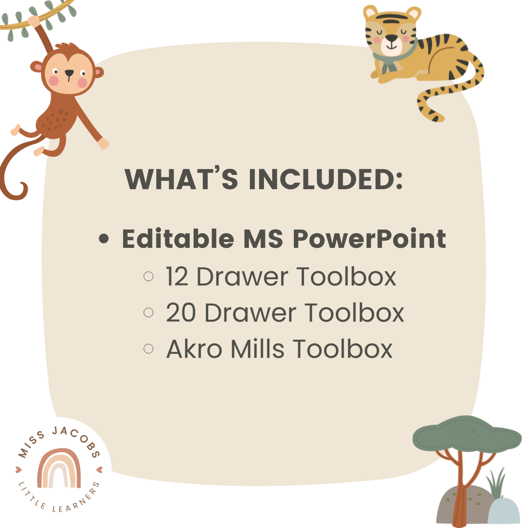 Teacher Toolbox Labels | Cute Jungle Animals