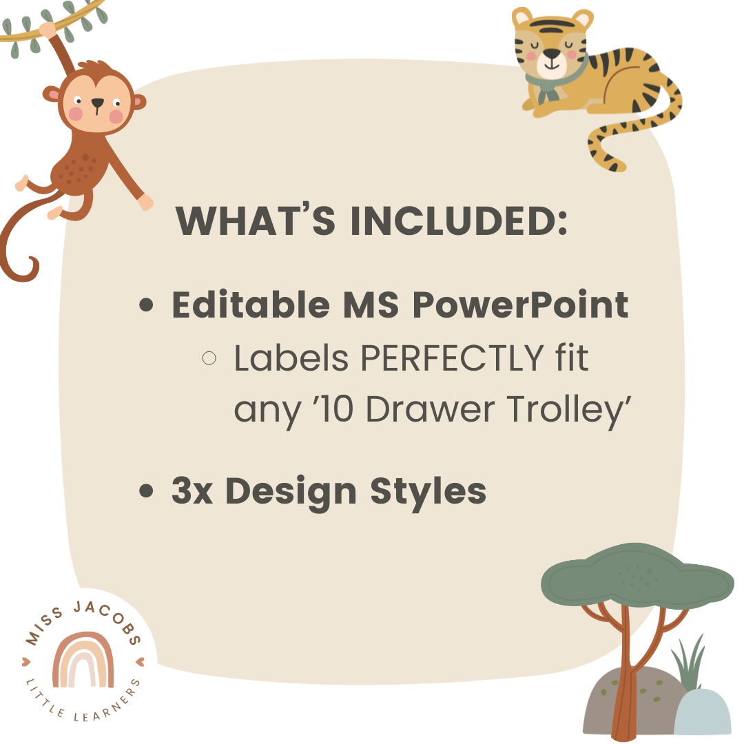 Teacher Trolley Labels | Cute Jungle Animals - Default Title