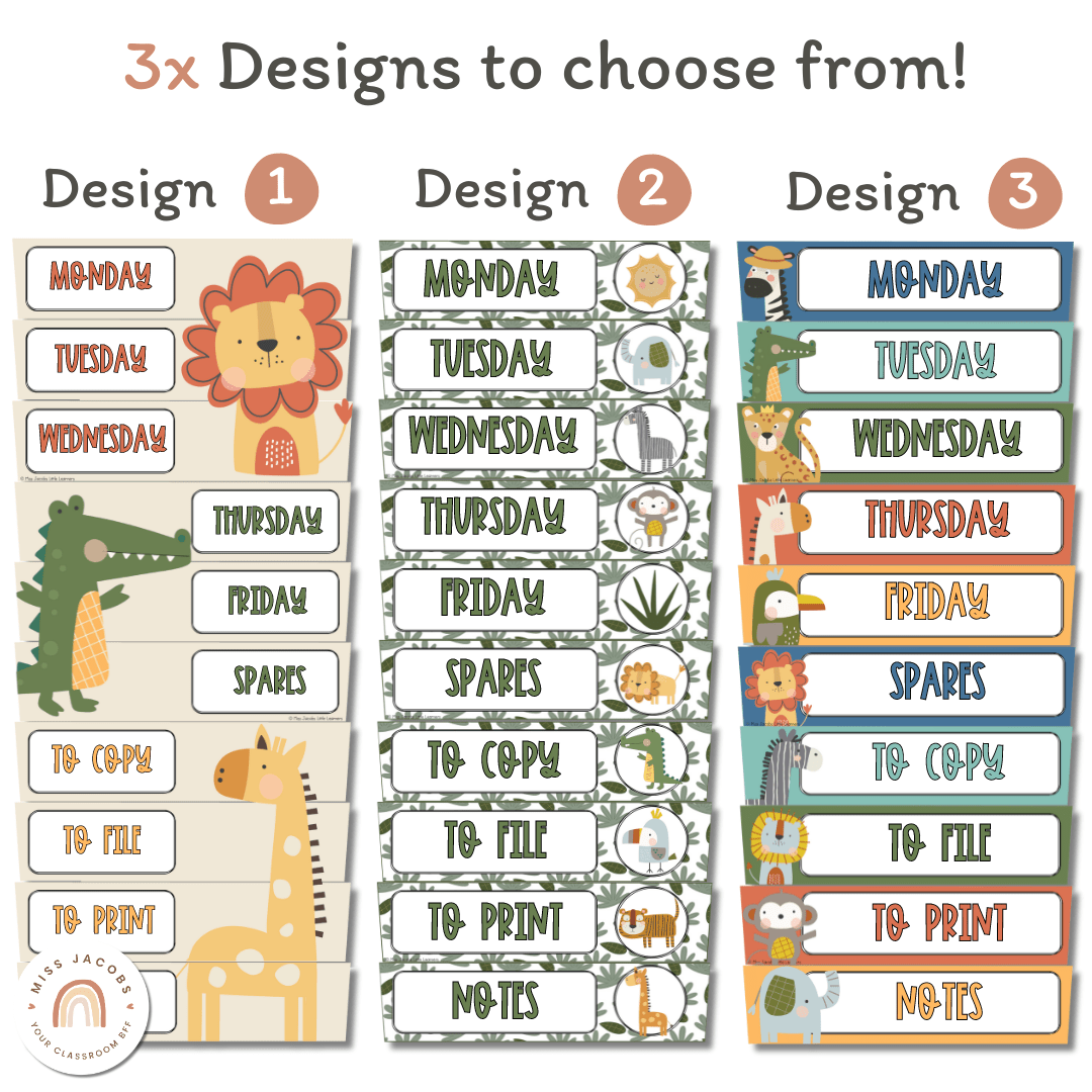 Teacher Trolley Labels | Cute Jungle Animals - Default Title