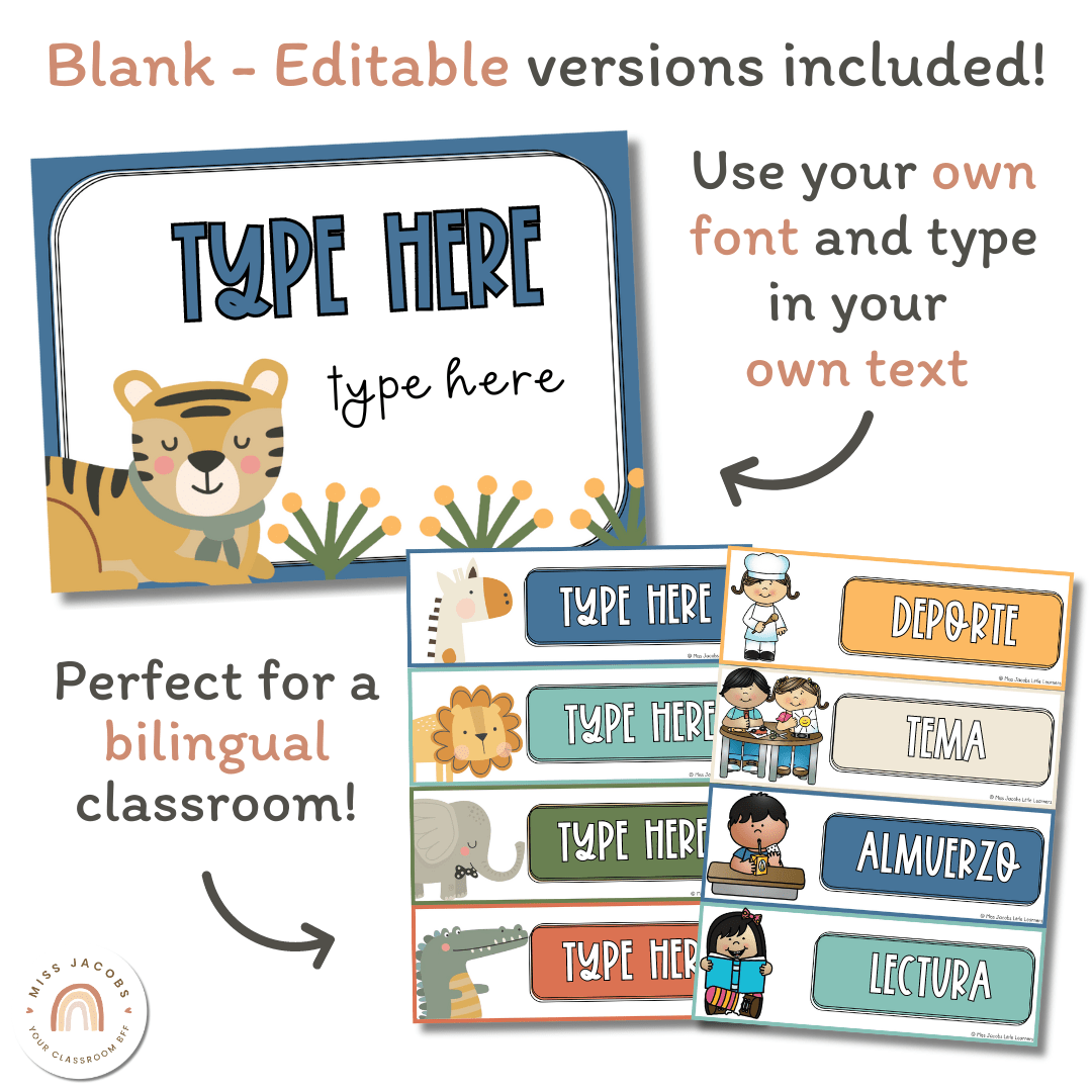 Visual Timetable and Daily Schedule | Cute Jungle Animals