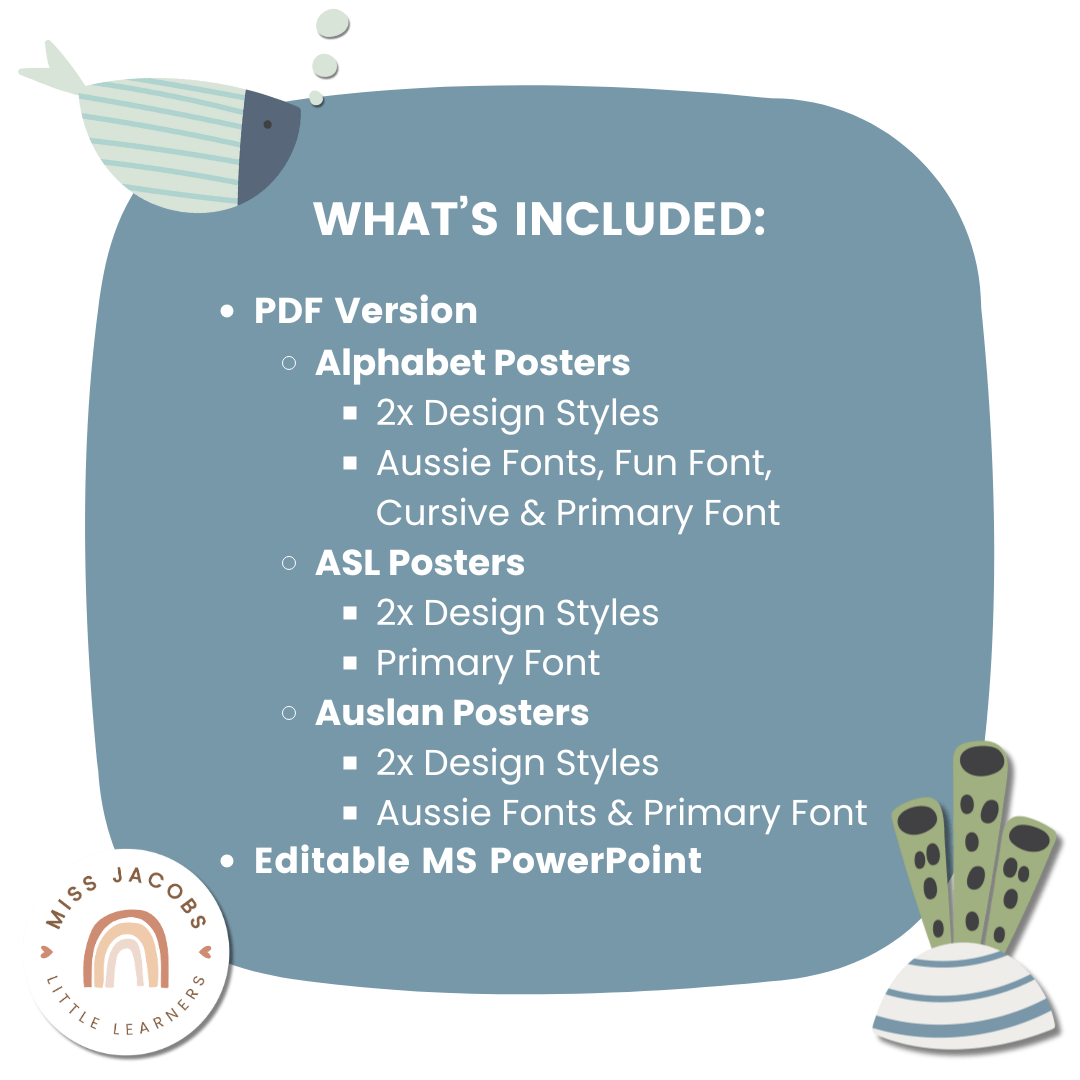 Alphabet Posters Bundle - Cute Sea Life Classroom Decor – Miss Jacobs ...