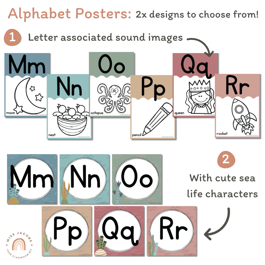Alphabet Posters Bundle - Cute Sea Life Classroom Decor – Miss Jacobs ...