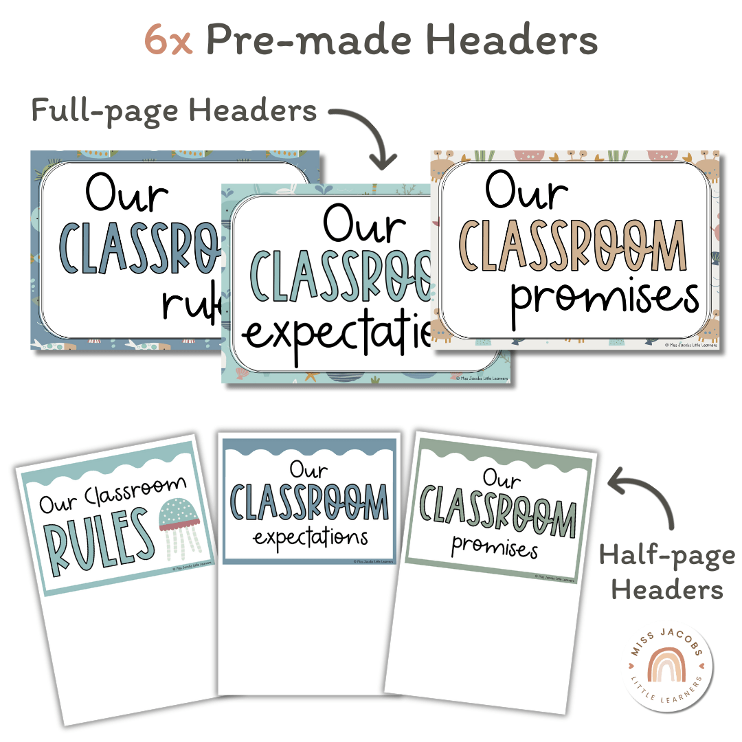 Classroom Rules and Expectations Posters - Cute Sea Life