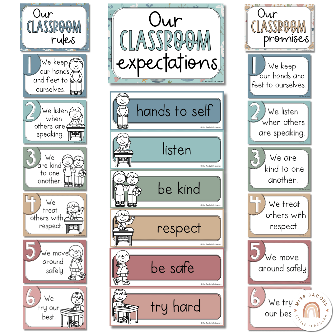 Classroom Rules and Expectations Posters - Cute Sea Life