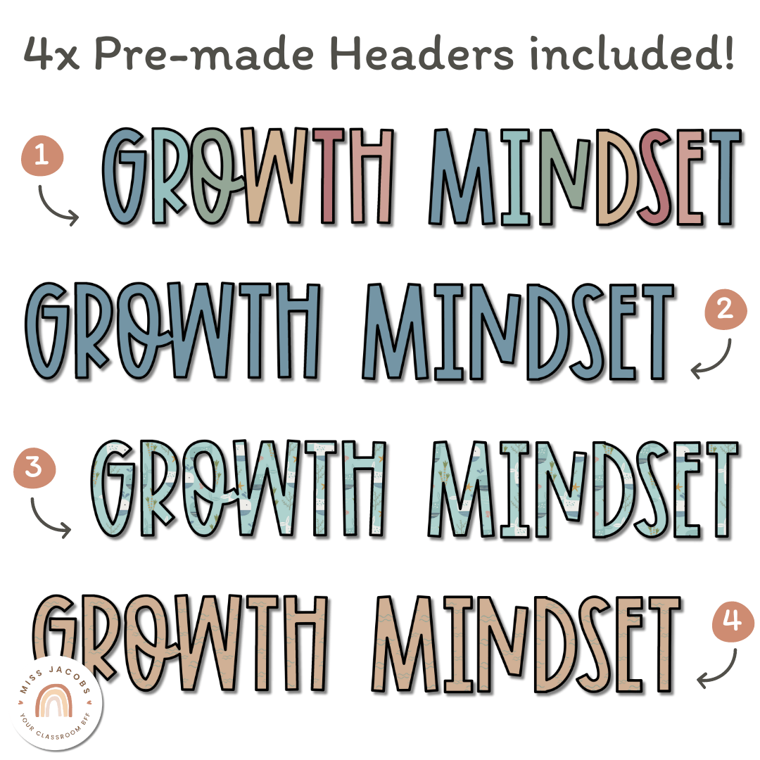Growth Mindset Posters - Cute Sea Life Classroom Decor