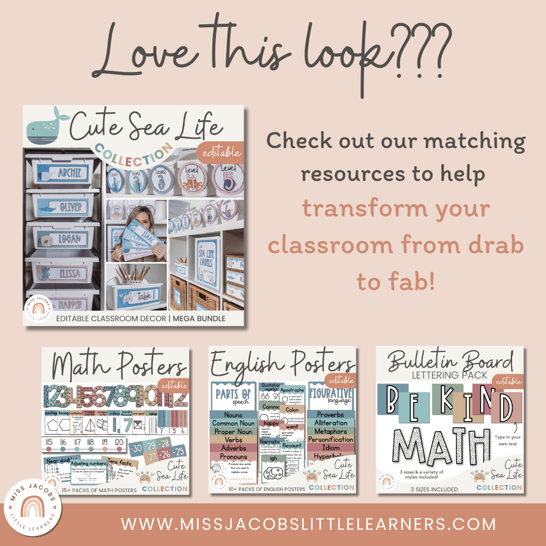 Growth Mindset Posters - Cute Sea Life Classroom Decor