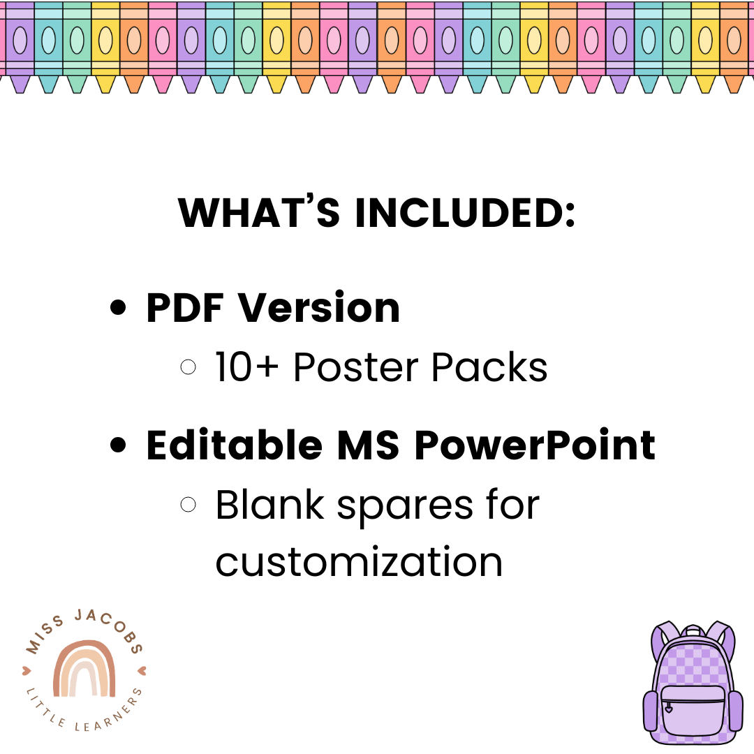 Cutesy Classroom English Posters Decor - Miss Jacobs Little Learners ...