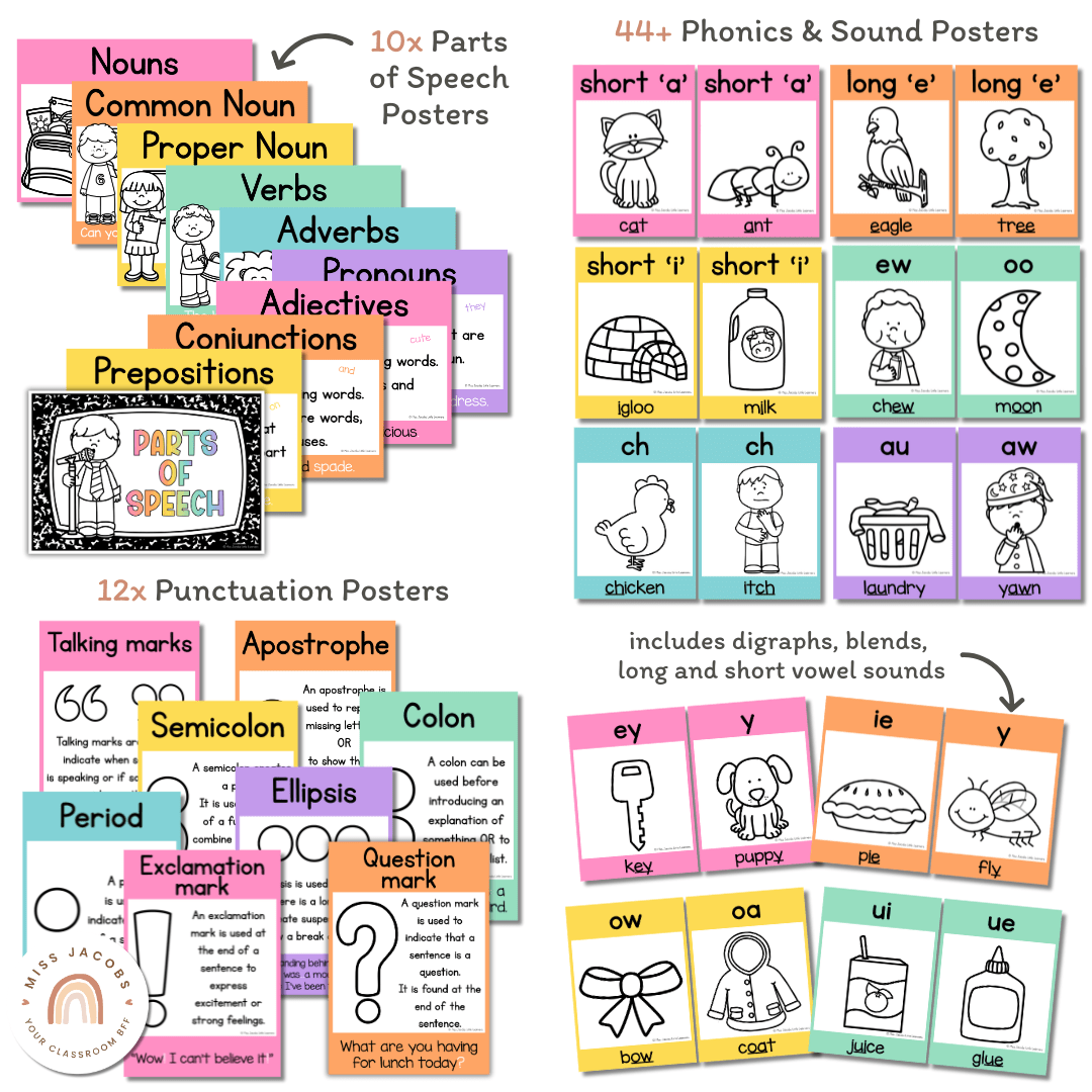 English Poster Bundles - Miss Jacobs - Miss Jacobs Little Learners