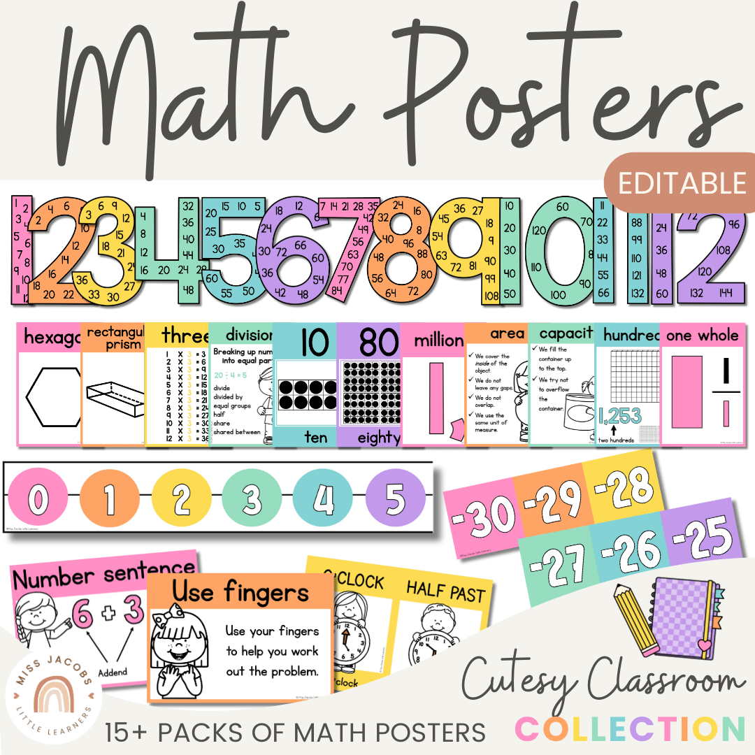 Cutesy Classroom Math Posters Decor - Miss Jacobs Little Learners ...